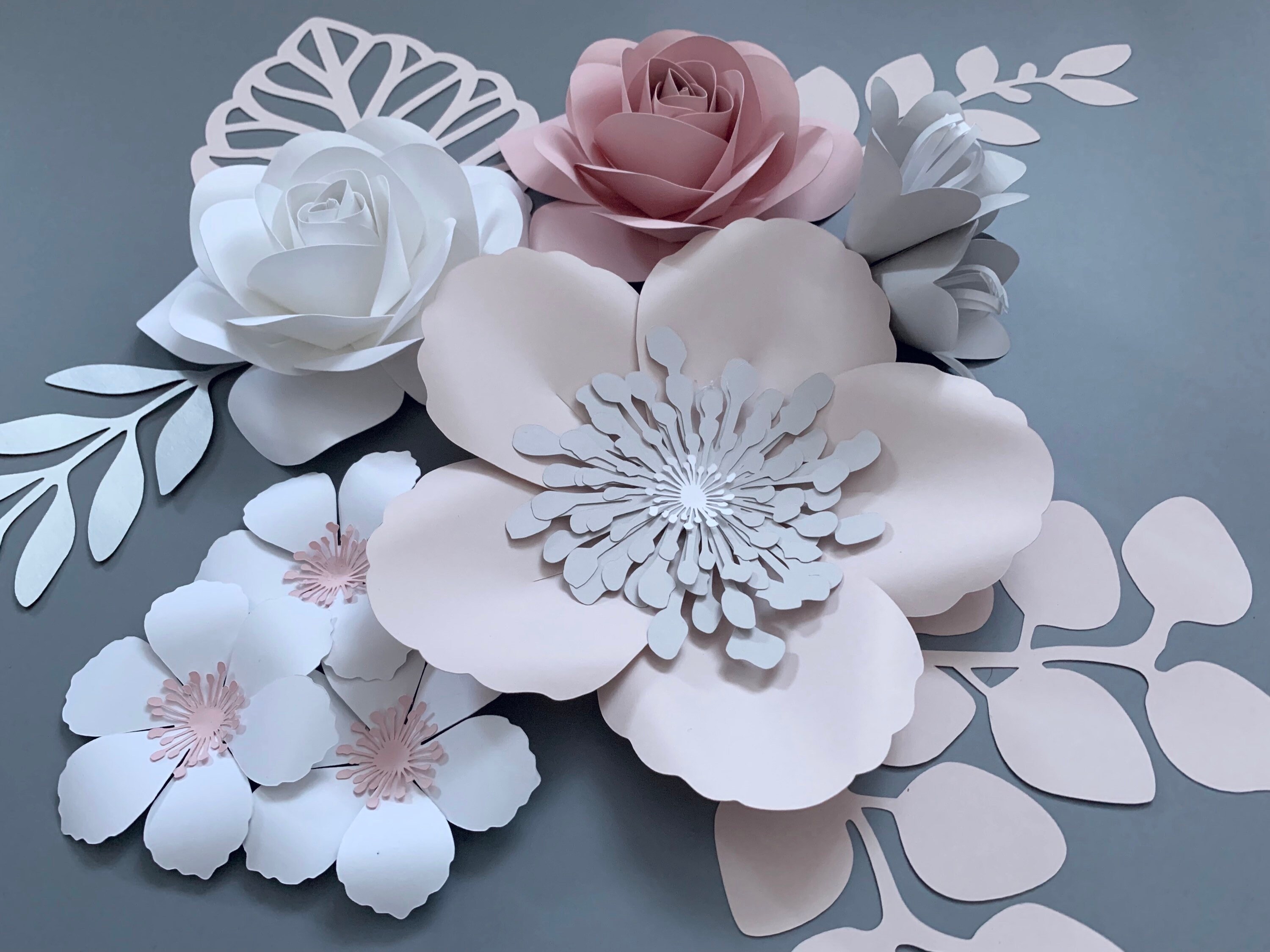 Paper Flower Set Nursery Paper Flower Wall Decor Baby Girl - Etsy