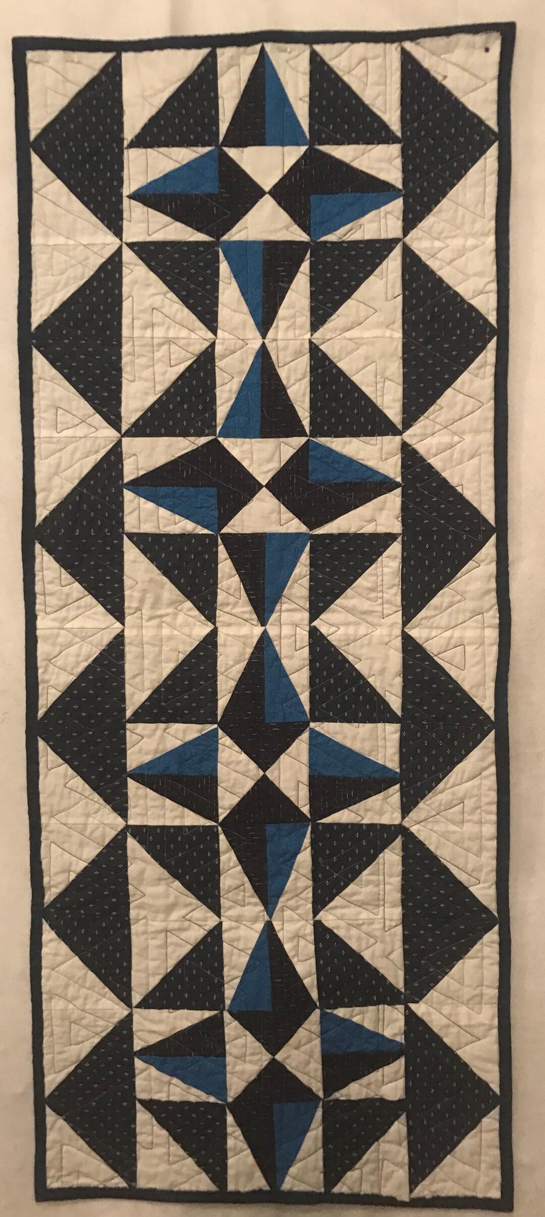 Trippy Triangles, Table Runner, Black, Blue, White, Www.cuddlequilts ...