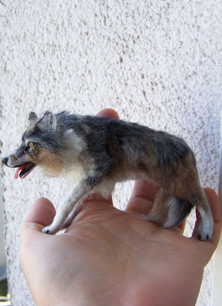 Made to order Ooak Dollhouse Miniature Grey Wolf walking by | Etsy