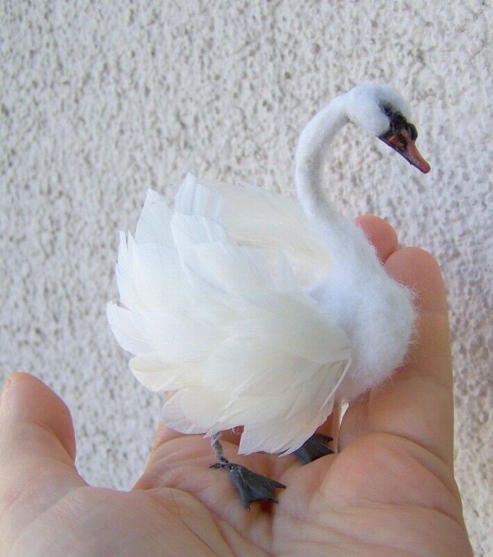 MADE TO ORDER Miniature Dollhouse White Folded-wing Swan by - Etsy