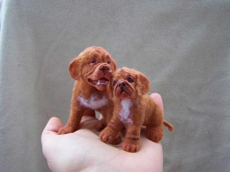 MADE TO ORDER Miniature Dollhouse Dog the Bordeaux Mom and Her Puppy by ...
