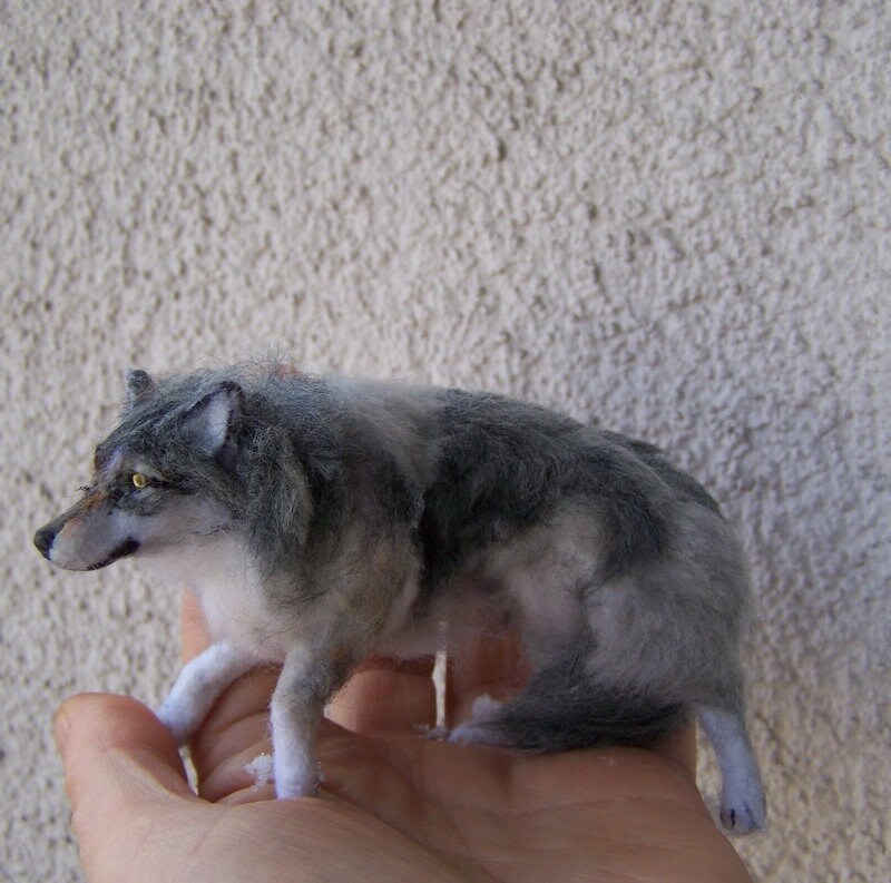 Made to Order Ooak Dollhouse Miniature Grey Wolf Walking by - Etsy