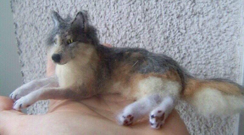 MADE to ORDER Ooak Dollhouse Miniature Grey Wolf Lying Down by - Etsy