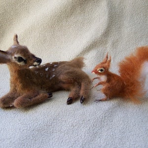 MADE TO ORDER Dollhouse Miniature Baby Fawn and Red Squirrel by Malga ...