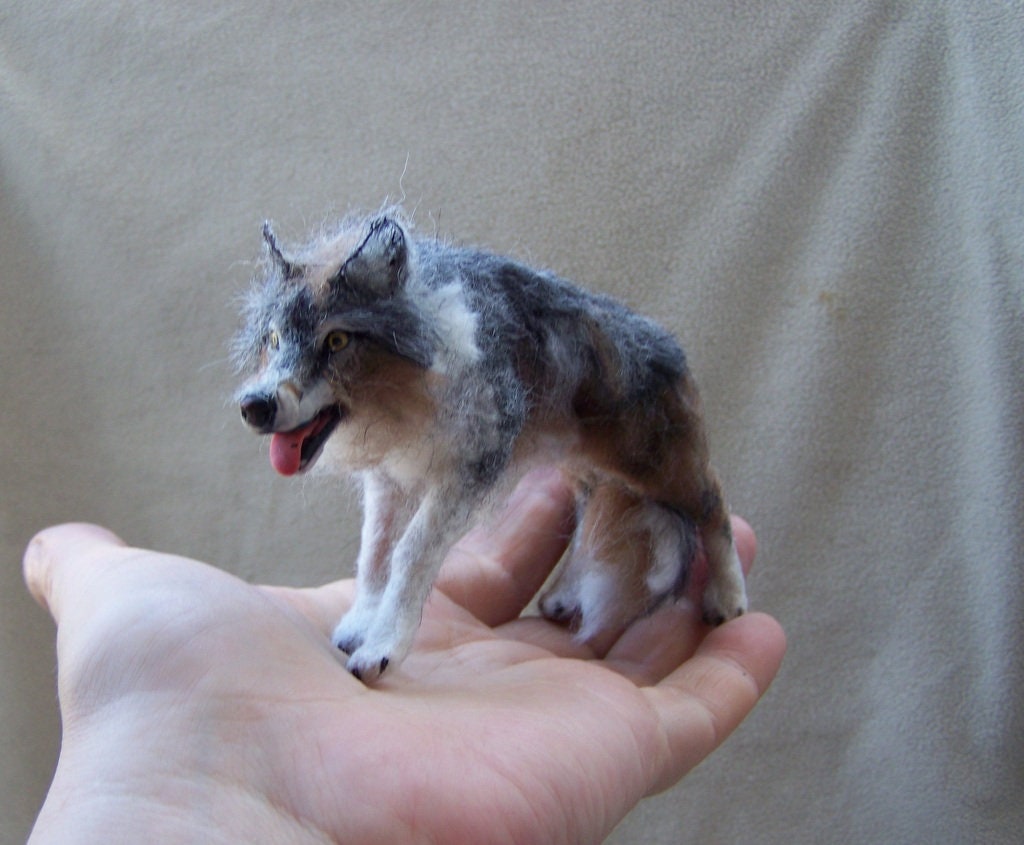Made to order Ooak Dollhouse Miniature Grey Wolf walking by | Etsy