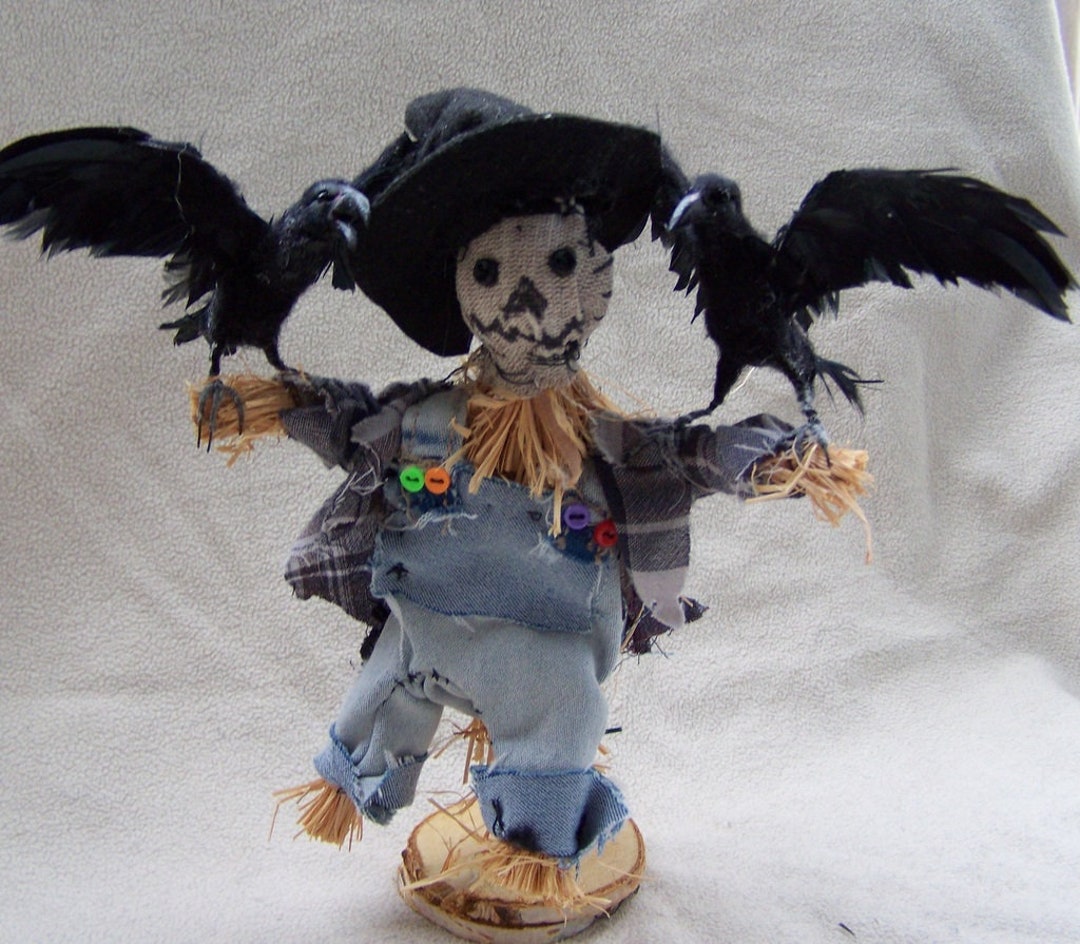 OOAK Dollhouse Miniature Ravens & Scarecrow Birds Halloween by Malga - Etsy