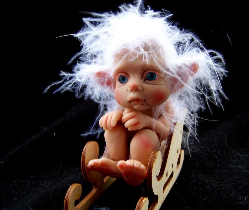 MADE TO ORDER Ooak Little Snowflake Elf on the sleigh blue | Etsy