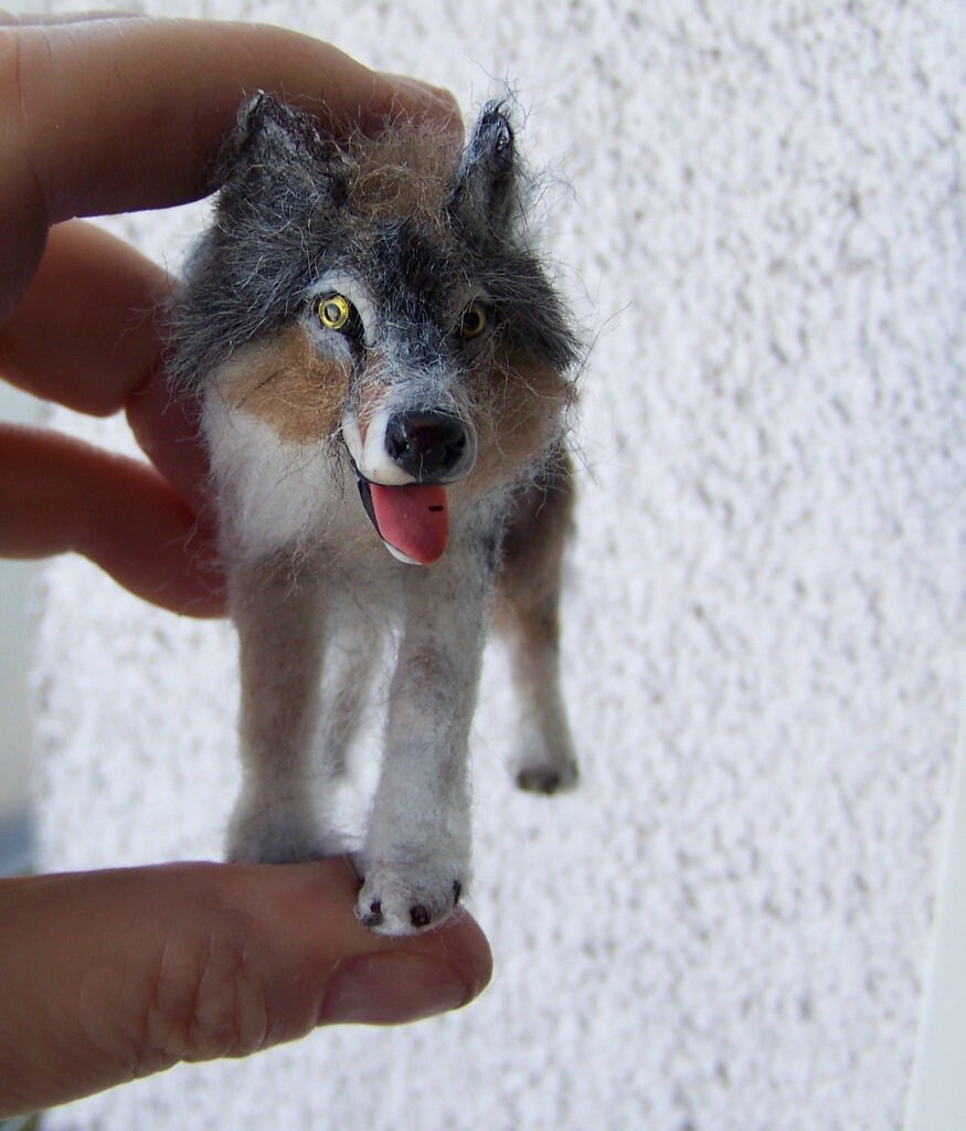 Made to Order Ooak Dollhouse Miniature Grey Wolf Walking by Malga - Etsy