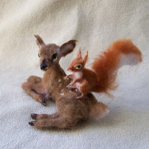 MADE TO ORDER Dollhouse Miniature Baby Fawn and Red Squirrel by Malga ...
