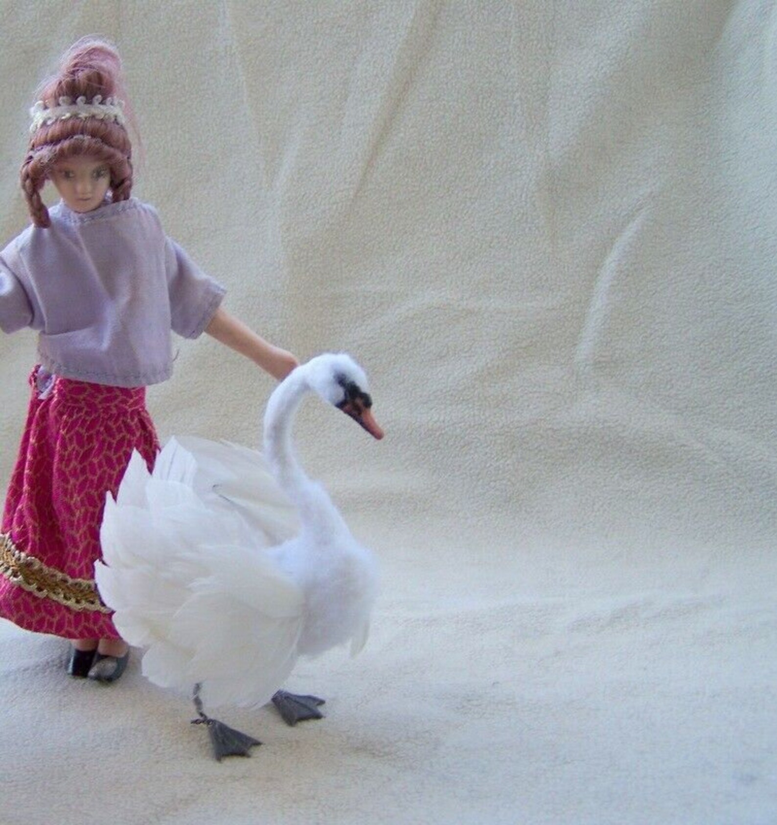 MADE TO ORDER Miniature Dollhouse White Folded-wing Swan by Malga - Etsy