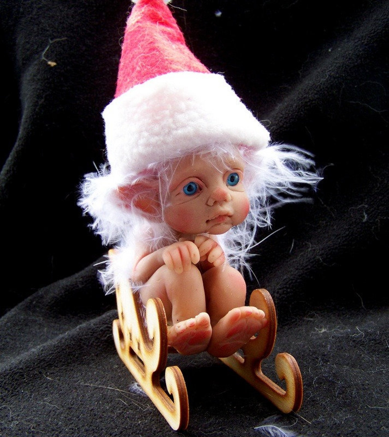 MADE TO ORDER Ooak Little Snowflake Elf on the Sleigh Blue - Etsy