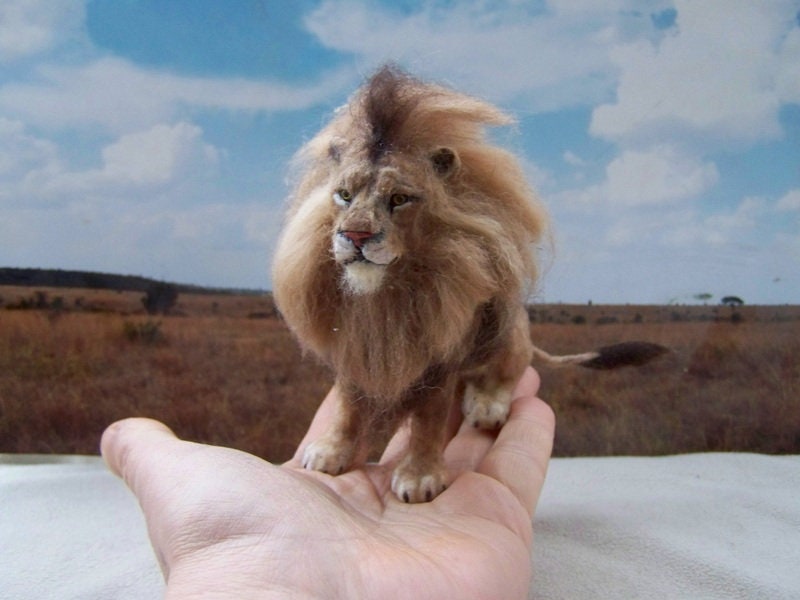 MADE to ORDER Dollhouse Miniature Lion Sitting by Malga - Etsy