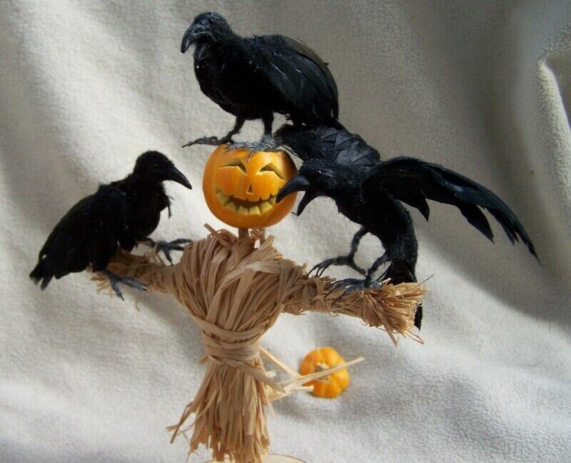 MADE TO ORDER Dollhouse Miniature Ravens & Scarecrow Birds | Etsy