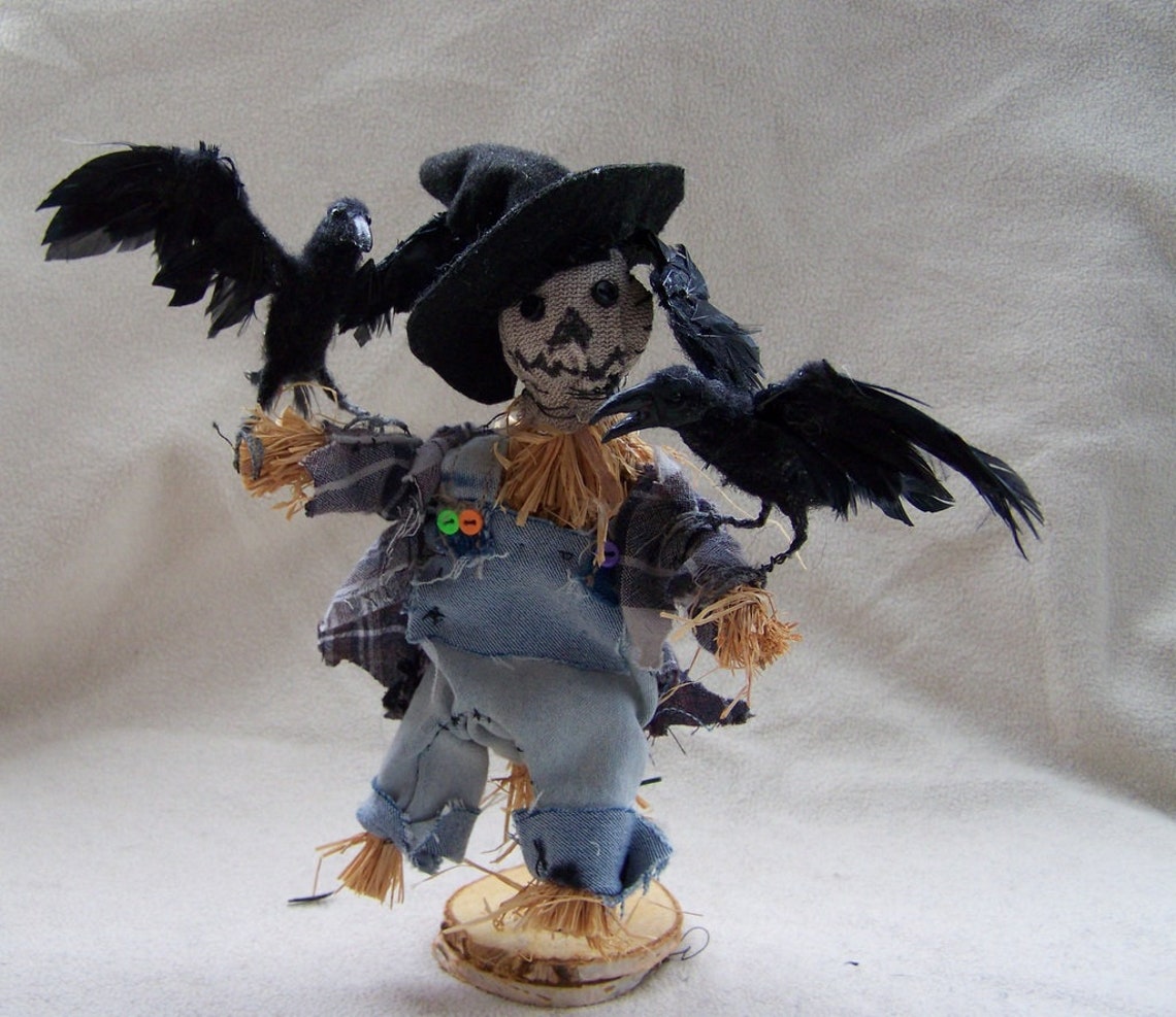 OOAK Dollhouse Miniature Ravens & Scarecrow Birds Halloween - Etsy