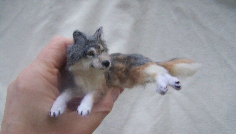 MADE to ORDER Ooak Dollhouse Miniature Grey Wolf Lying Down by - Etsy