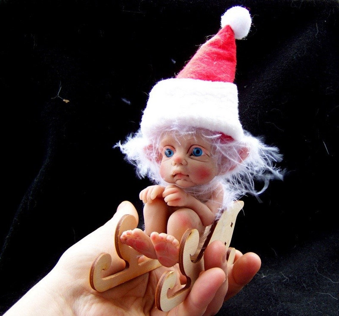MADE TO ORDER Ooak Little Snowflake Elf on the Sleigh Blue - Etsy