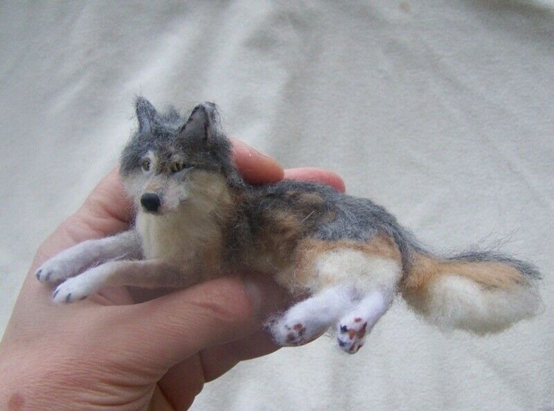 MADE to ORDER Ooak Dollhouse Miniature Grey Wolf Lying Down by Malga - Etsy