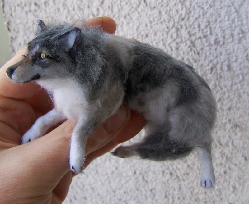 Made to Order Ooak Dollhouse Miniature Grey Wolf Walking by - Etsy