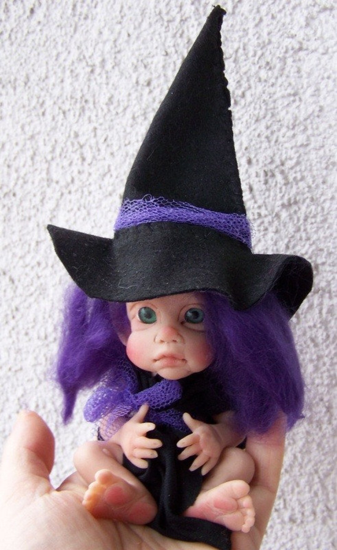 MADE TO ORDER Ooak Purple Haired Witch Baby Girl by Malga - Etsy