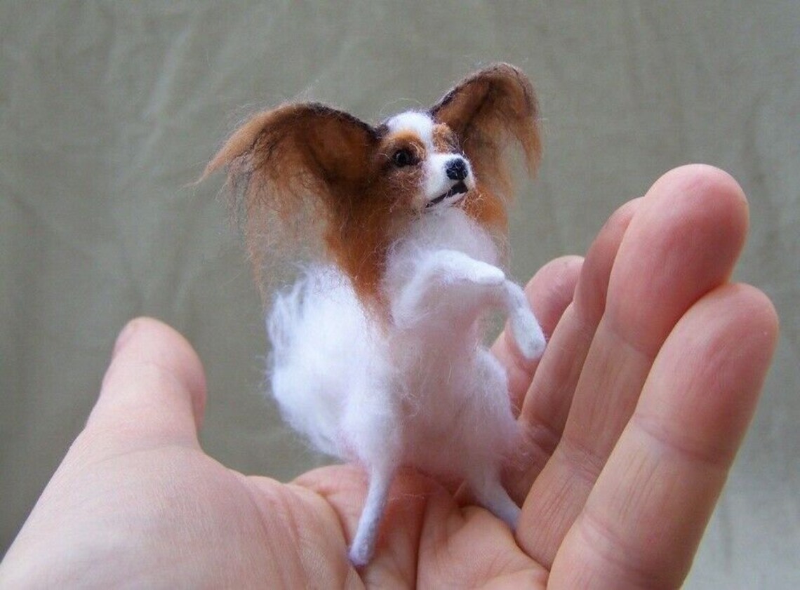 Made to order Ooak Dollhouse Miniature Papillon dog standing | Etsy