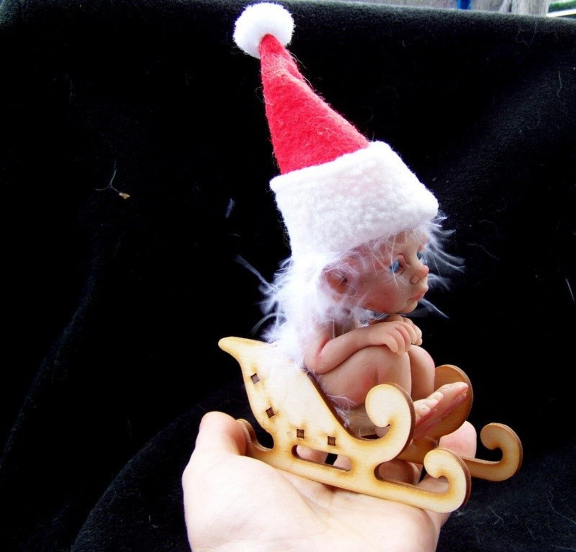 MADE TO ORDER Ooak Little Snowflake Elf on the Sleigh Blue - Etsy