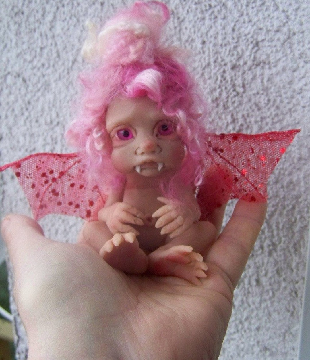 MADE TO ORDER Ooak Little Vampire Pink Girl by Malga - Etsy