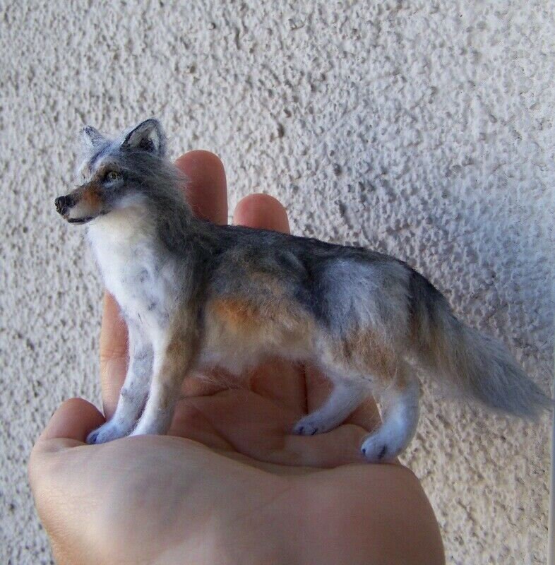 MADE to ORDER Ooak Dollhouse Miniature Grey Wolf by Malga - Etsy