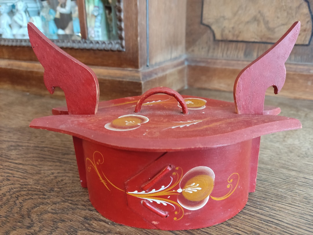 Vintage Wooden Box Svepask Sweden Swedish Folk Art, Bent Birch Bark Box ...