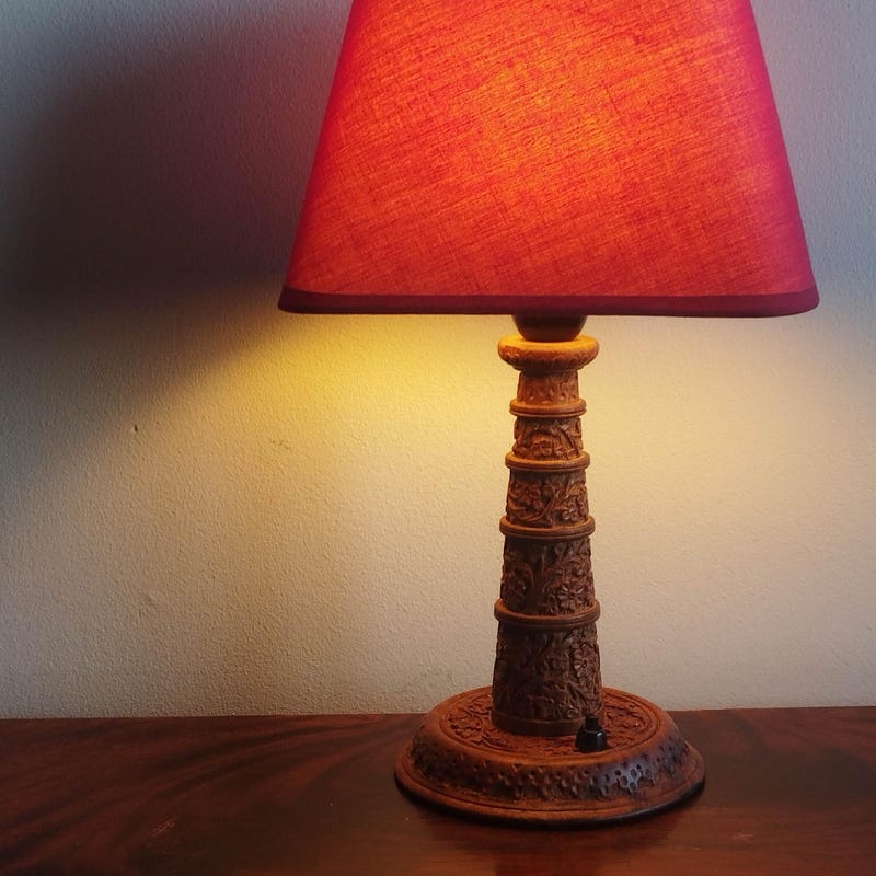 Carved Indian Lamp - Etsy