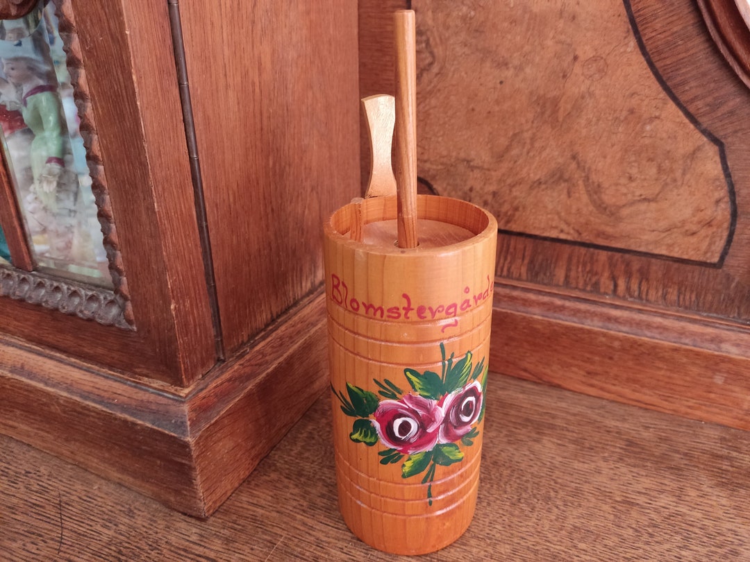 Wooden Butter Churn Primitive Vintage Country Decor Plunger-type Butter ...