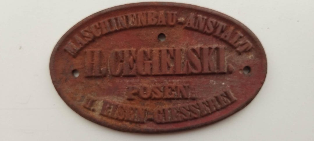 Old Locomotive Wagon Cast Iron Plate Sign H. Cegielski Poznań Posen ...