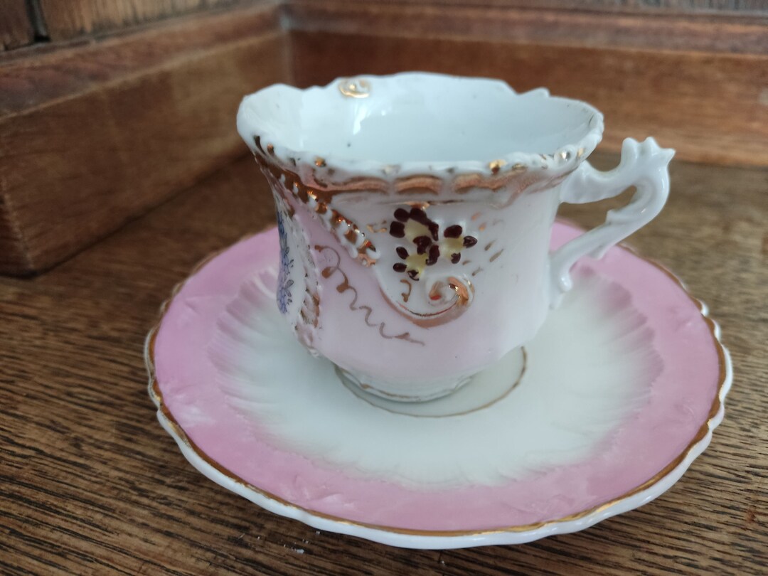Antique Collectible Cup Saucer 19c Hand Painted Scandinavian Cup ...