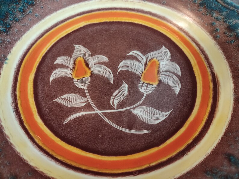 Vintage Zell AM Harmersbach Pottery Bowl Germany Farm Bowl Folk Floral ...