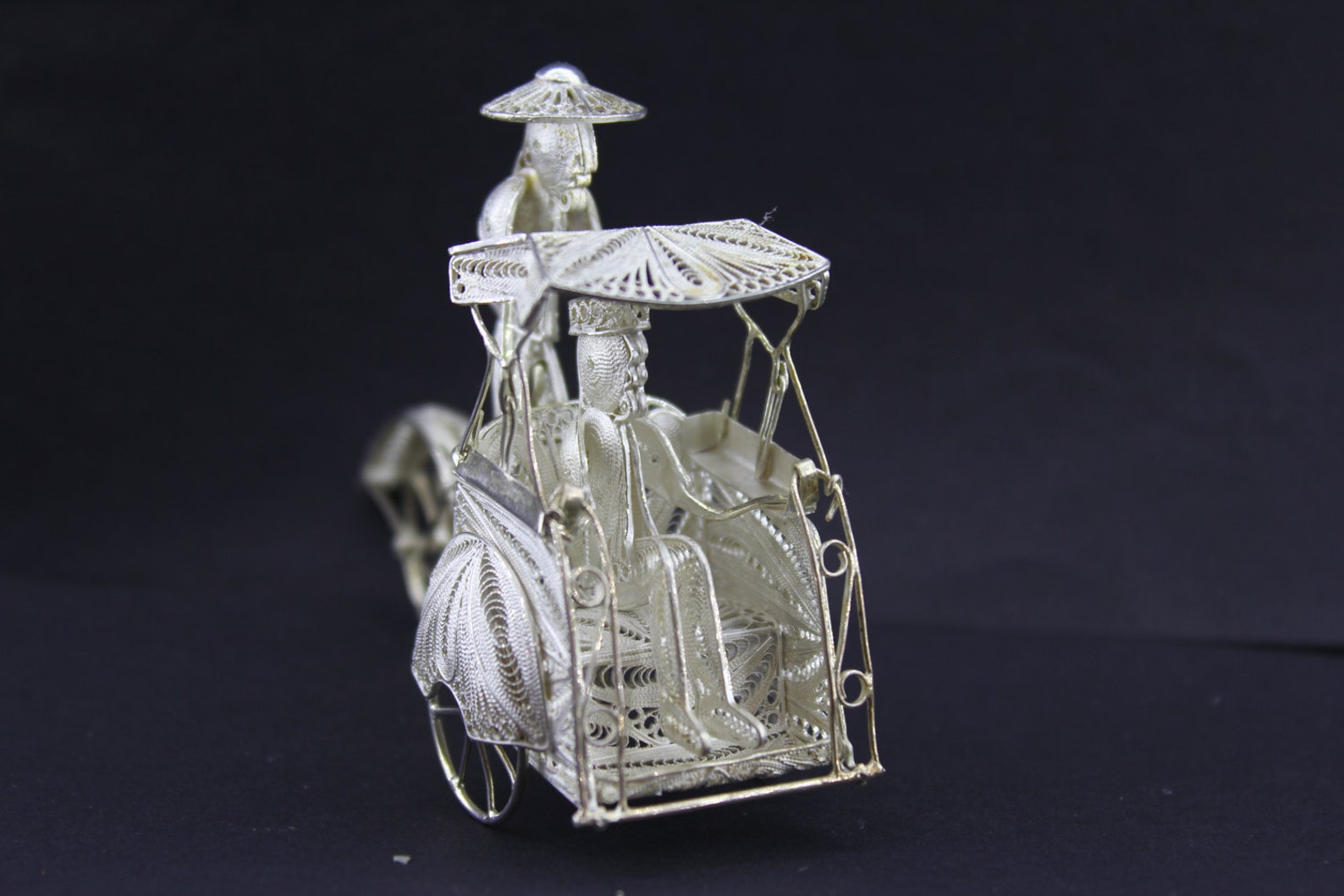 Antique Silver Plated Filigree Rickshaw Man on Bike Bicycle | Etsy