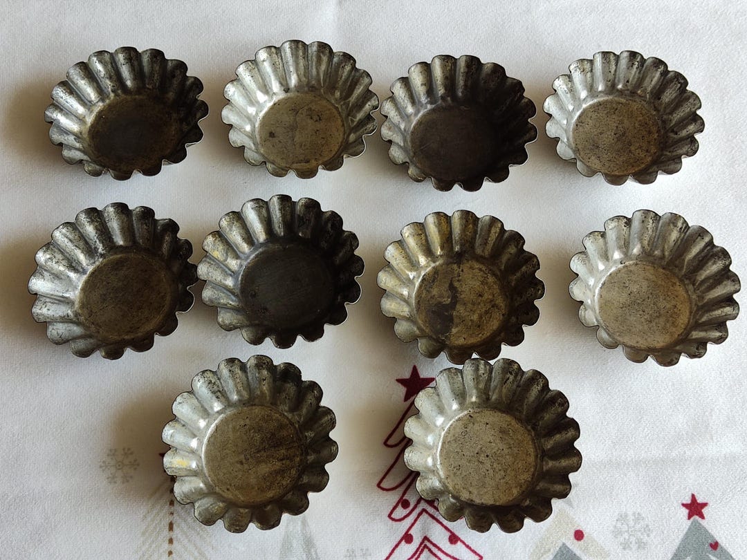 Vintage Set 10 Pcs. Sandbakkel Cookie Biscuit Cake Molds, Fluted Tart ...