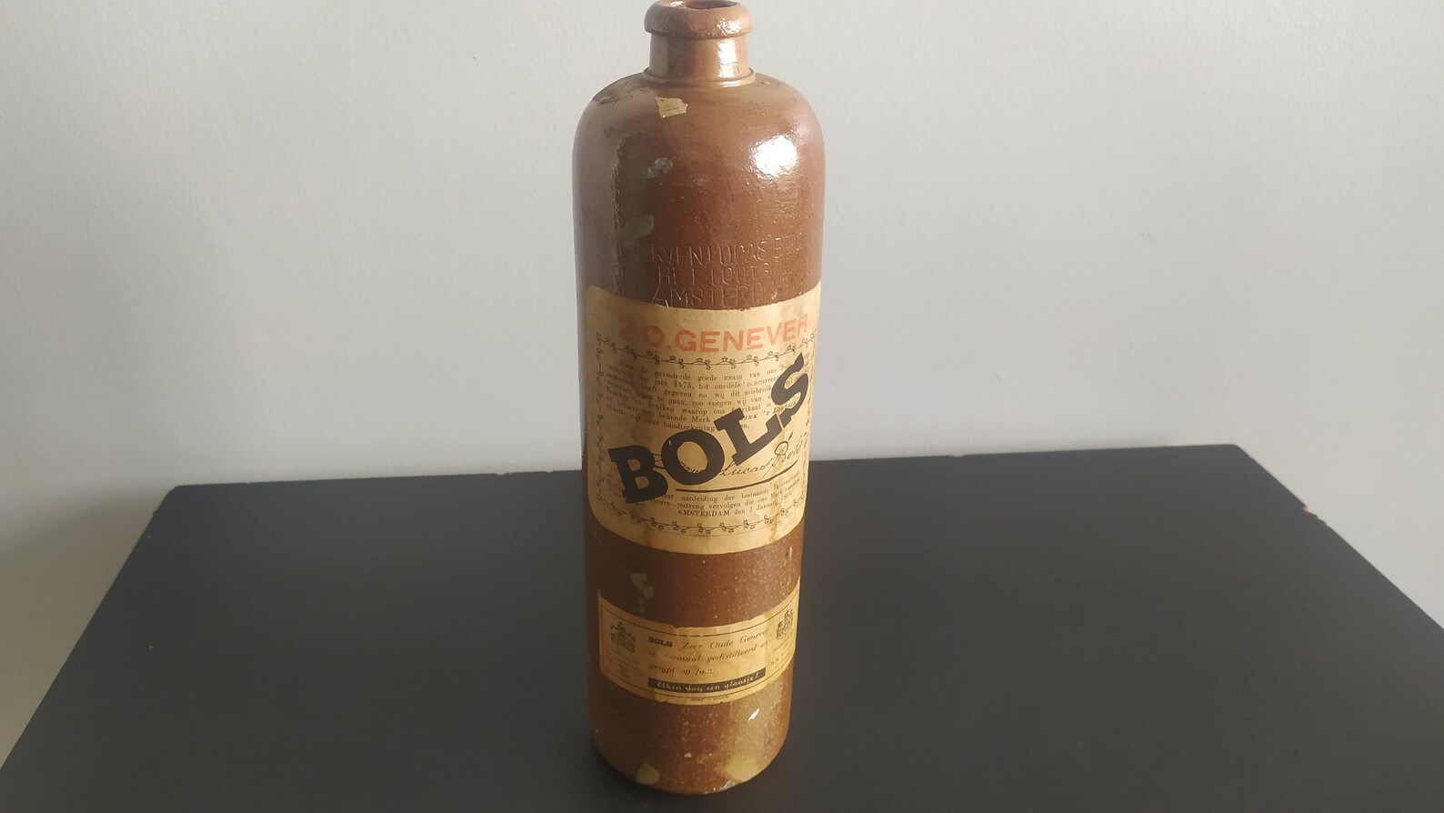 Vintage 1940s. Dutch Bols Bottle Amsterdam Brown Glazed Pottery Holland ...