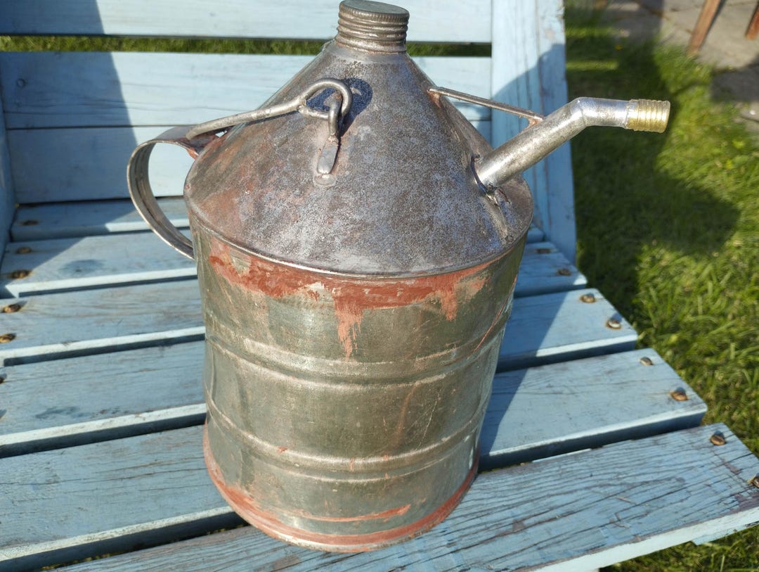 Vintage Swedish Tin Oil Gas Can Gallon Canister Rudelen Rudells Boras ...