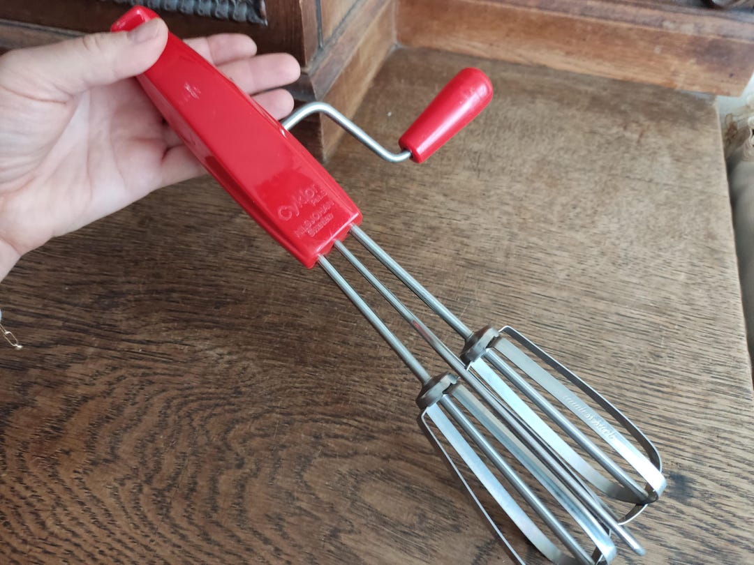 Vintage Hand Whisk Hand Mixer Nils Johan Cyclone Red Hand Mixer / Hand ...
