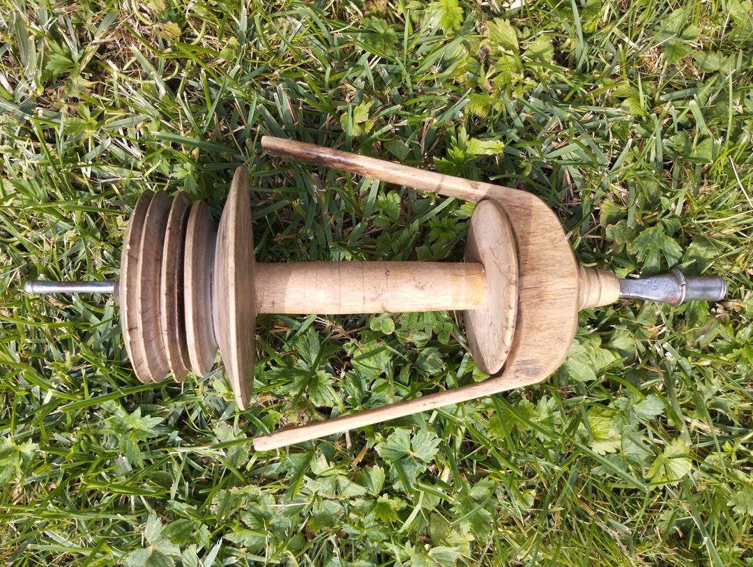 Antique Swedish Folk Handmade Wooden SPINNING WHEEL Flyer 23.5 Cm 9 1/4 ...