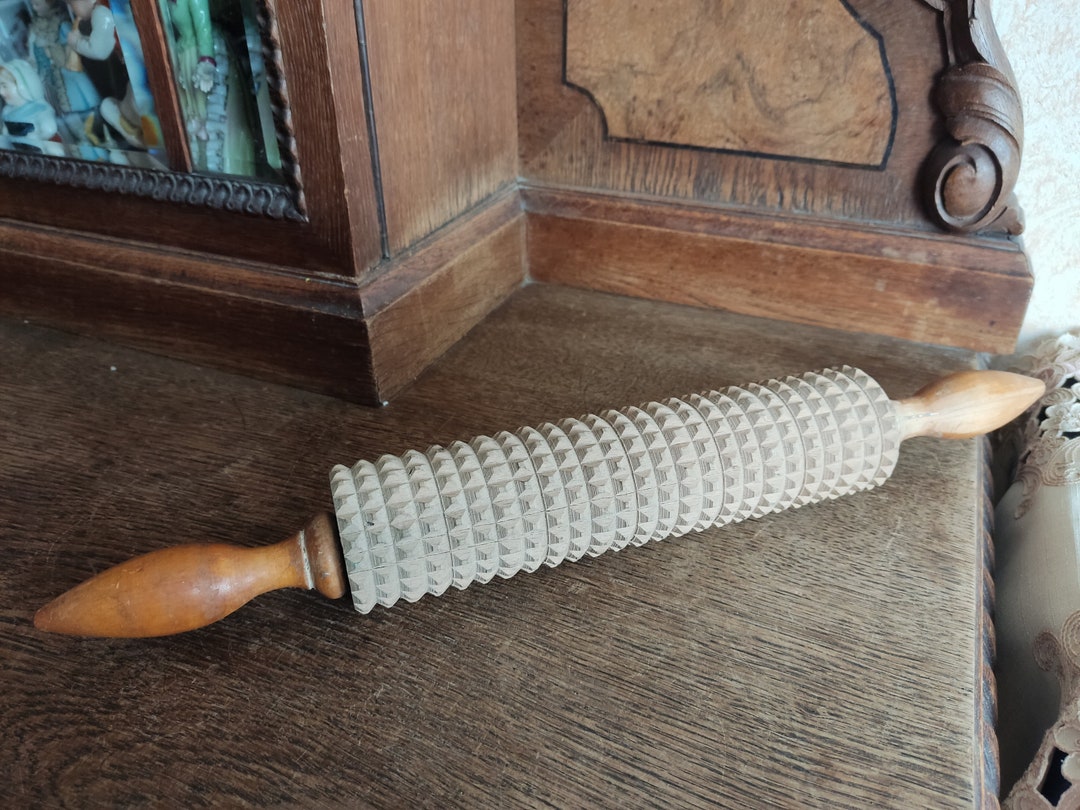Vintage Sweden Wooden Noodle Notched Cutter Rolling Pin Grooved Grid ...