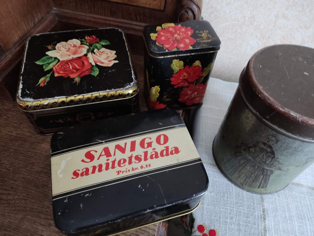 Collection of 4 Vintage Tin Boxes, Antique Tin Box Collection , Rare ...