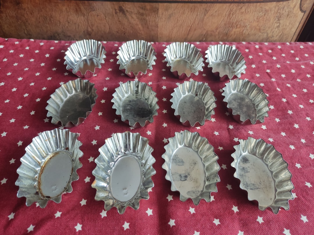 Vintage Set 12 Pcs. Sandbakkel Cookie Biscuit Cake Molds, Fluted Tart ...