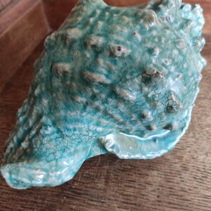 Vintage Ceramic Conch Shell , Teal Green / Designer Hand Crafted ...