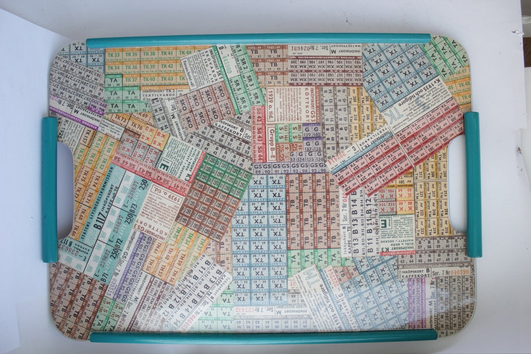 Vintage 1940s Kitchen Tray With WWII Ration Tickets Hand Made Sweden ...