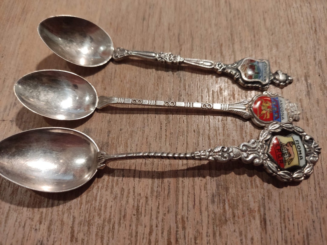 Vintage Set of 3 Souvenir Silver Plated Spoons Collectible Italy/ Roma ...