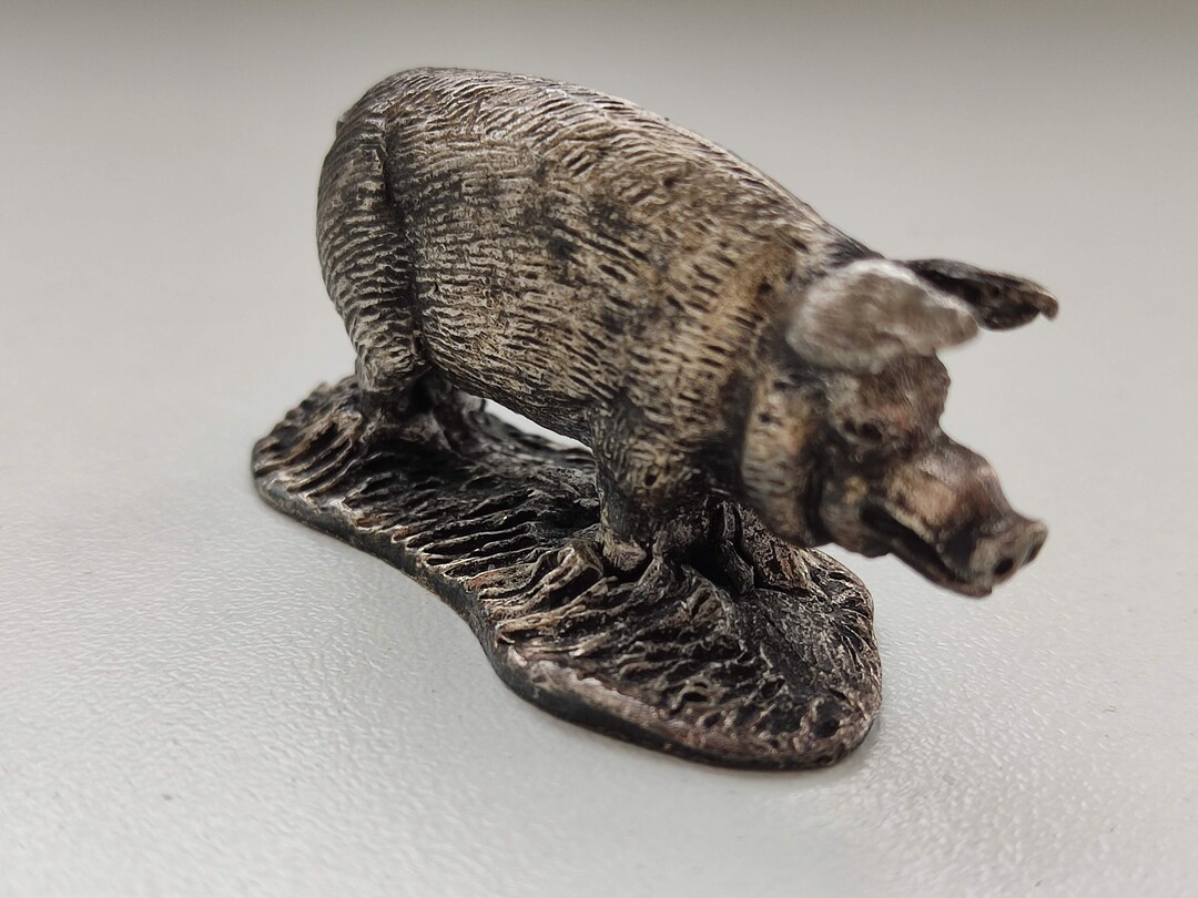 Vintage Miniature Bronze Pig Sculpture Solid Bronze Pig Figurine, Pig ...