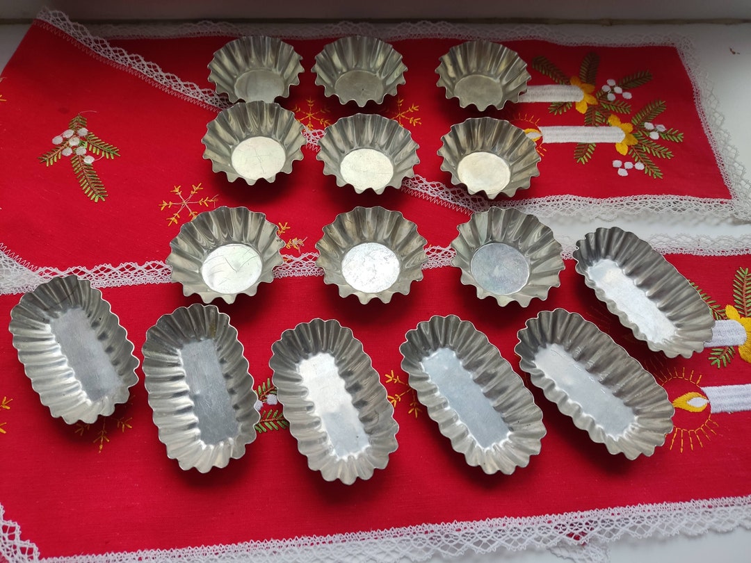 Vintage Set 15 Pcs. Aluminium Sandbakkel Cookie 2 Sets Biscuit Cake ...