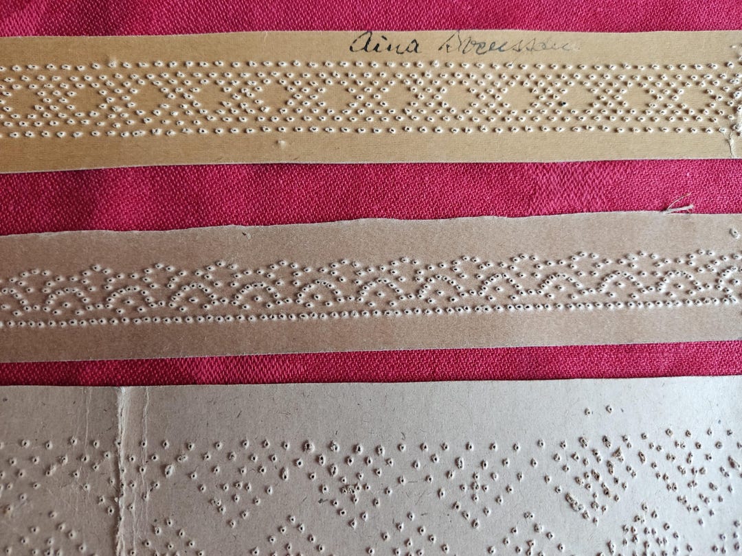 Set 7 Swedish Vintage Bobbin Lace Making Patterns Pricked Card Template ...