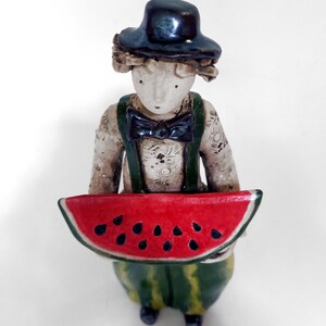 The Watermelon Boy, Ceramic Sculpture, Art Sculpture, Clay Figurine ...