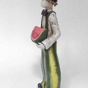 The Watermelon Boy, Ceramic Sculpture, Art Sculpture, Clay Figurine ...